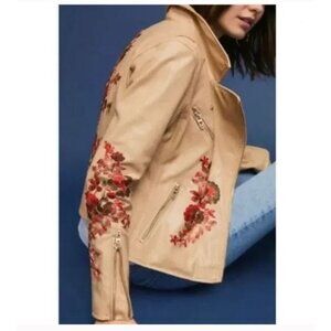 Blank NYC | Jackets & Coats | Nwt Blank Nyc Tan Floral Embroidered Vegan Leather Moto Jacket ...